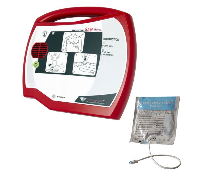 Rescue SAM Semi-Automatic AED Defibrillator-Unit with Adult Pads